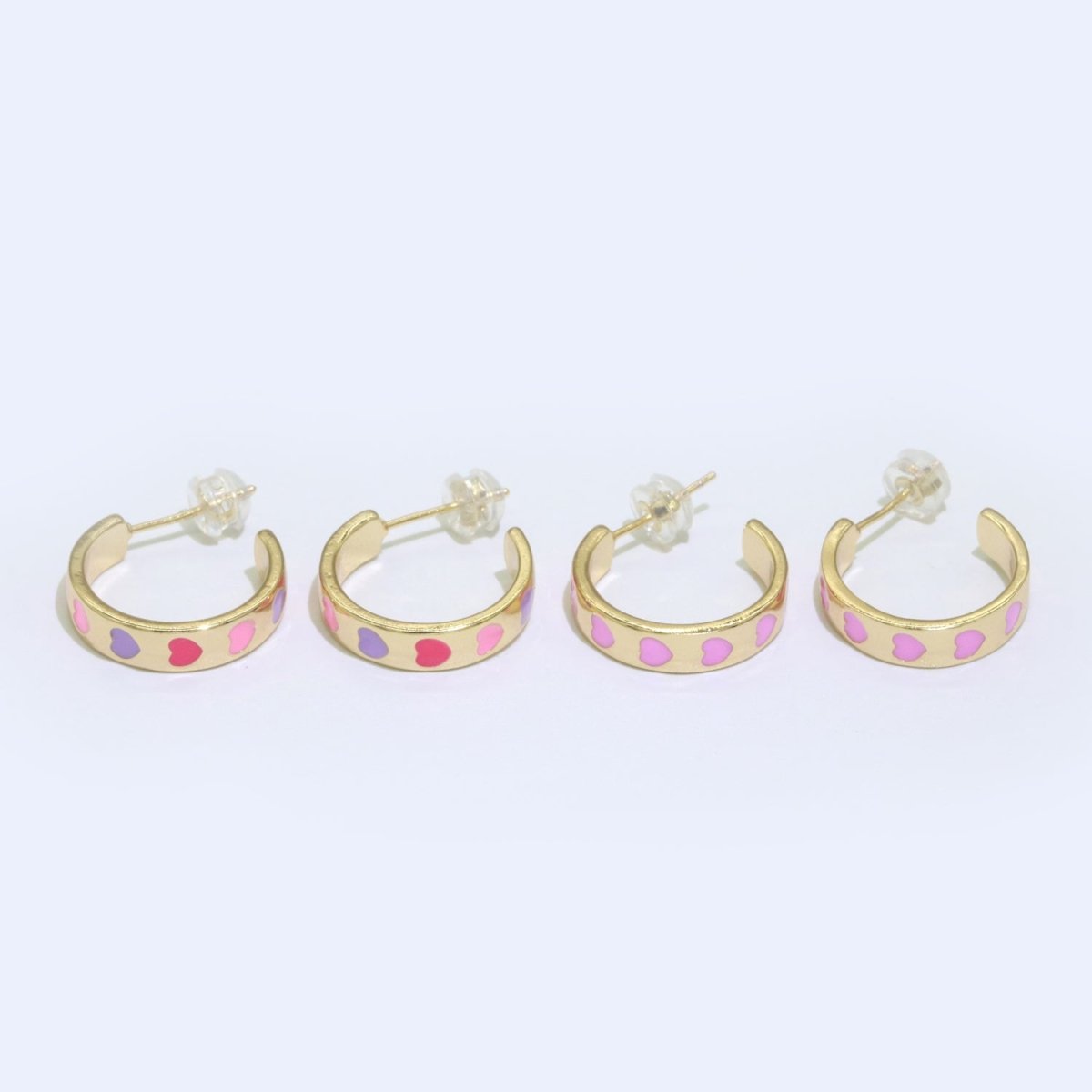Heart Enamel Round hoop earrings 17.5mm Lead Nickel free Earrings Y2K Simple Round hoop 1 pair hoops P 223 P 228
